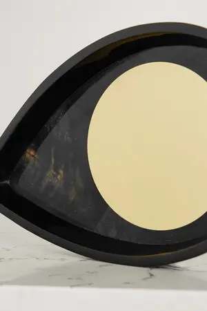 L'Objet Kelly Behun Wide Eye Resin, Shell, And Brass Tray