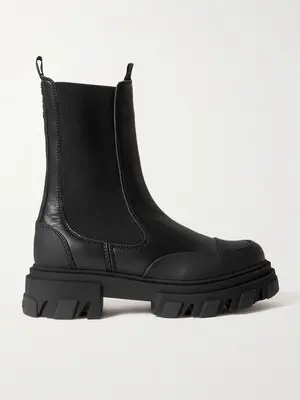 GANNI Net Sustain Paneled Recycled-leather Chelsea Boots