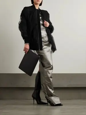 Rick Owens Gathered Mesh Bomber Jacket