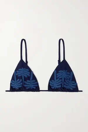 Johanna Ortiz Net Sustain Enjipai Embroidered Bikini Top - Blue