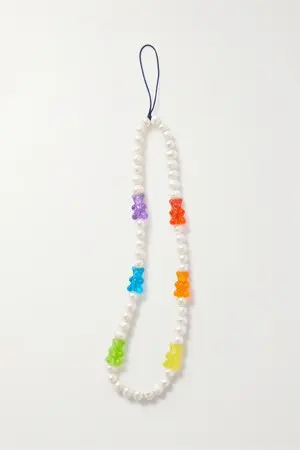 CRYSTAL HAZE JEWELRY Juanita Pearl And Resin Phone Strap - White