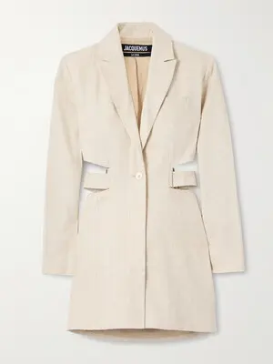 Jacquemus Bari Cutout Woven Mini Dress - Neutrals