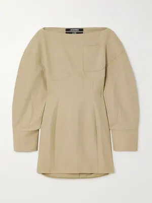 Jacquemus Casaco Belted Open-back Twill Mini Dress
