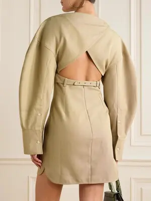 Jacquemus Casaco Belted Open-back Twill Mini Dress