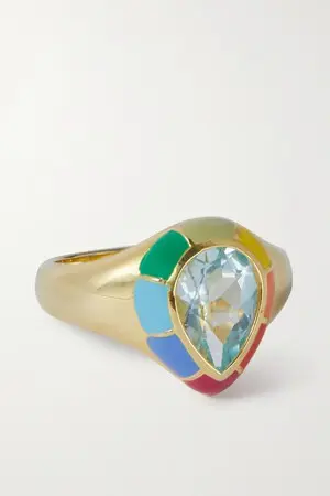 Fry Powers Spectrum Vermeil, Topaz And Enamel Signet Ring