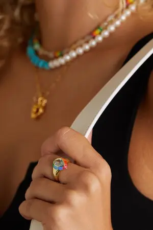 Fry Powers Spectrum Vermeil, Topaz And Enamel Signet Ring