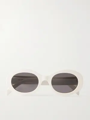 Celine Triomphe Oval Acetate Sunglasses - White