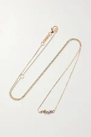 SUZANNE KALAN 18-karat Rose Sapphire And Diamond Necklace