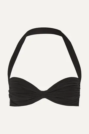 Norma Kamali Bill Ruched Halterneck Bikini Top - Black