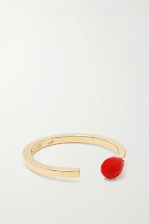 Alison Lou Match Stack 14-karat Gold And Enamel Ring - Red