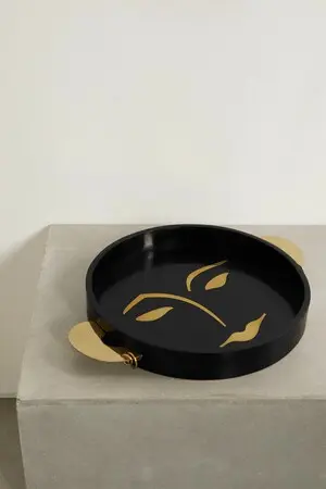 L'Objet Kelly Behun Henri Resin And Brass Tray - Black