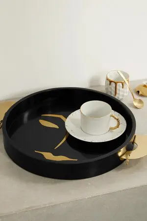 L'Objet Kelly Behun Henri Resin And Brass Tray