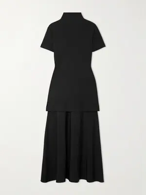 JIL SANDER Layered Crepe Maxi Dress - Black