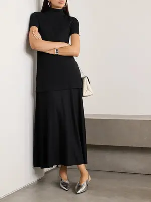 JIL SANDER Layered Crepe Maxi Dress - Black