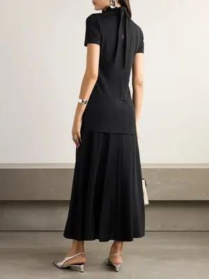 JIL SANDER Layered Crepe Maxi Dress - Black
