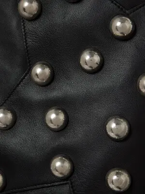 AREA Studded Leather Mini Skirt