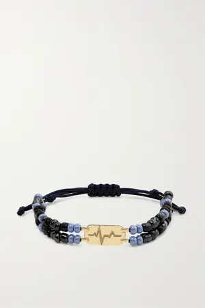 DIANE KORDAS Double Strand 18-karat Gold Beaded Bracelet - Black