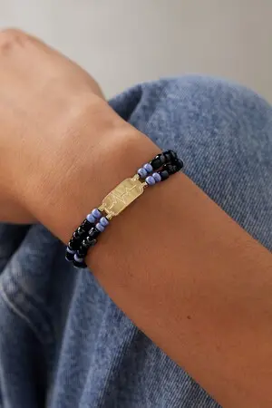 DIANE KORDAS Double Strand 18-karat Gold Beaded Bracelet