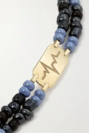 DIANE KORDAS Double Strand 18-karat Gold Beaded Bracelet