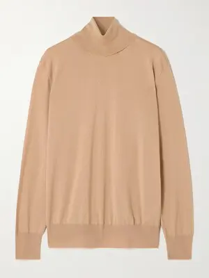 JIL SANDER Wool Turtleneck Sweater - Brown
