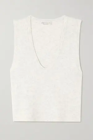 Brunello Cucinelli Cropped Ribbed Jersey Vest