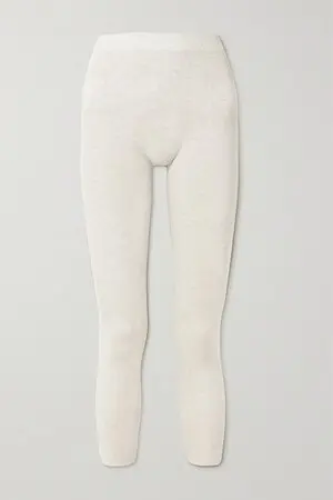 Brunello Cucinelli Cropped Metallic Ribbed-knit Leggings