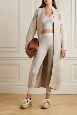 Brunello Cucinelli Cropped Metallic Ribbed-knit Leggings