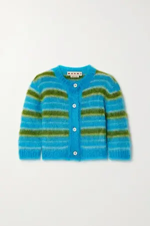 Marni Cropped Striped Mohair-blend Cardigan