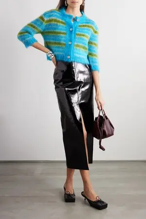 Marni Cropped Striped Mohair-blend Cardigan