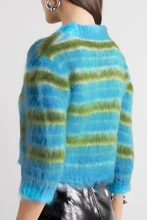 Marni Cropped Striped Mohair-blend Cardigan