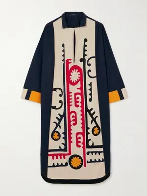 Vita Kin Rafshan Embroidered Cotton-poplin Kaftan - Multi
