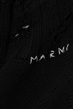 Marni Cropped Distressed Embroidered Cotton Turtleneck Vest