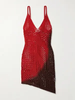 Attico Asymmetric Ombré Mini Dress - Red