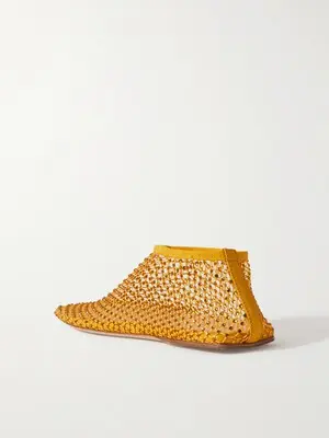 Christopher Esber Minette Crystal-embellished Mesh Ballet Flats - Orange