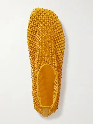 Christopher Esber Minette Crystal-embellished Mesh Ballet Flats - Orange