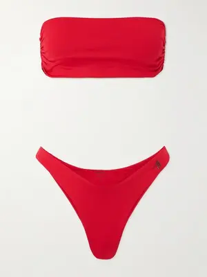 Attico Ruched Bandeau Two-piece Bikini - Red