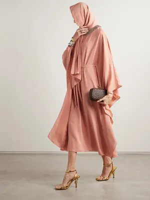 Simkhai Belted Crystal-embellished Crepe Kaftan