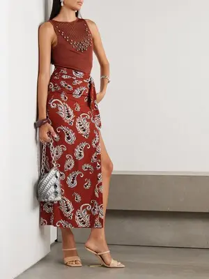 Rabanne Bead-embellished Open-knit Tank