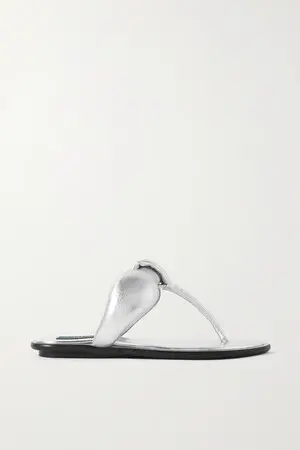 Emilio Pucci Padded Metallic Leather Thong Sandals - Silver