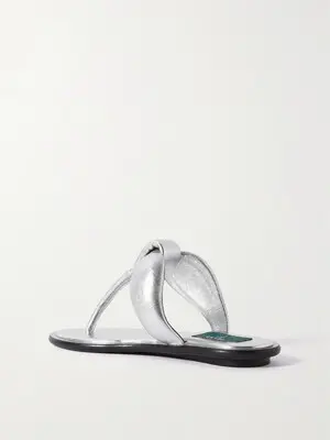 Emilio Pucci Padded Metallic Leather Thong Sandals