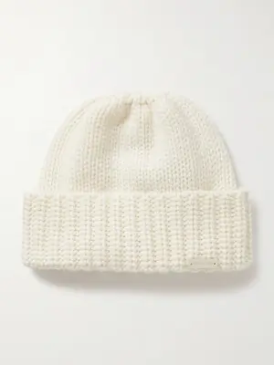 Saint Laurent Ribbed Cashmere Beanie - Off-white