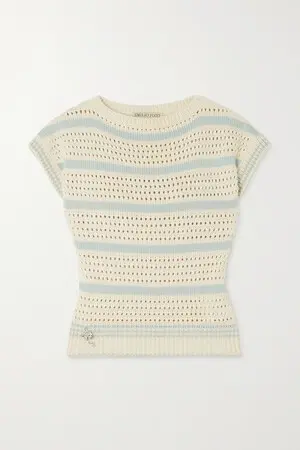 Emilio Pucci Striped Open-knit Cotton-blend Sweater