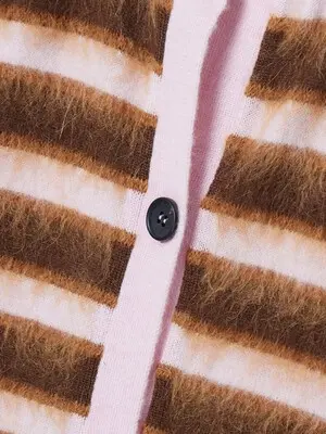 Marni Striped Mohair-blend Trimmed Wool Cardigan