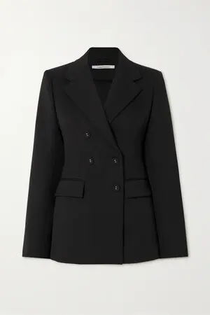 Another Tomorrow Double-breasted Wool-blend Twill Blazer