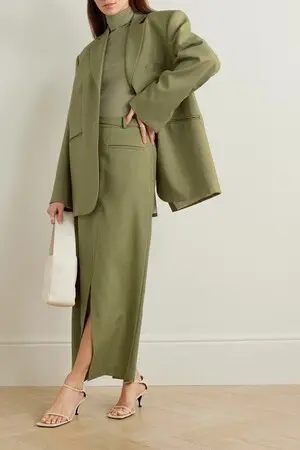 RÓHE Belted Wool Maxi Skirt