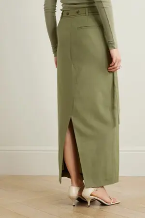 RÓHE Belted Wool Maxi Skirt