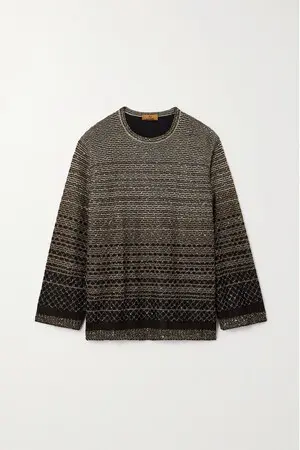 Missoni Sequined Striped Metallic Crochet-knit Sweater