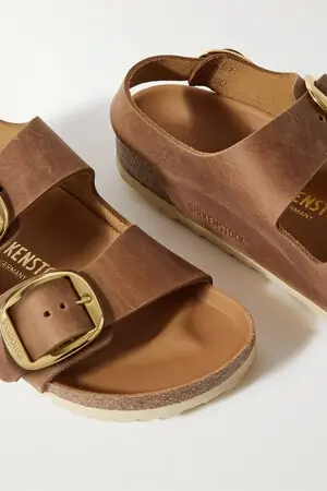 BIRKENSTOCK Milano Big Buckle Leather Sandals - Brown