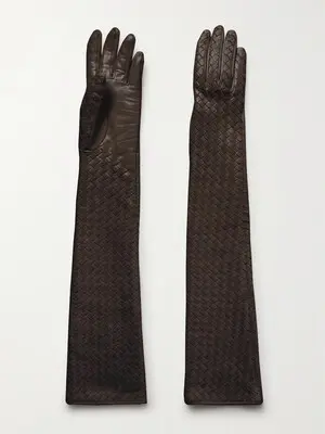 Bottega Veneta Intrecciato Leather Gloves - Brown