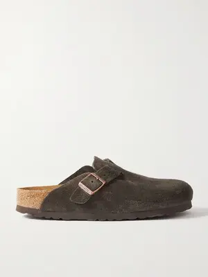 BIRKENSTOCK Boston Suede Clogs - Brown